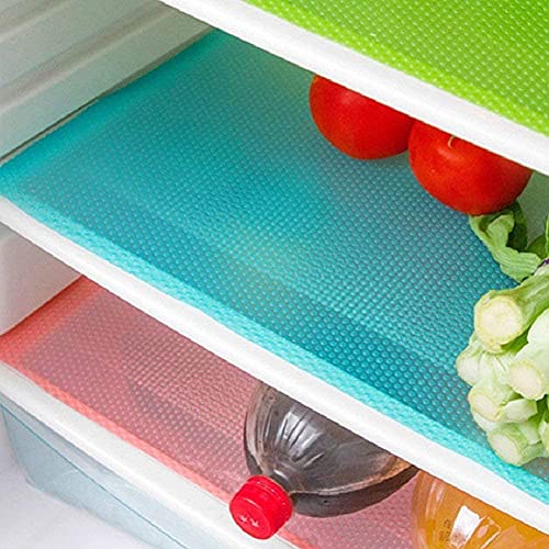 seaped 5 Pcs Refrigerator Mats,EVA Refrigerator Liners Washable Can Be Cut Refrigerator Pads Fridge Mats Drawer Table Placemats,Shelves Drawer Table Mats,Size 17.6"x11.3",Red/1 Green/2 Blue/2