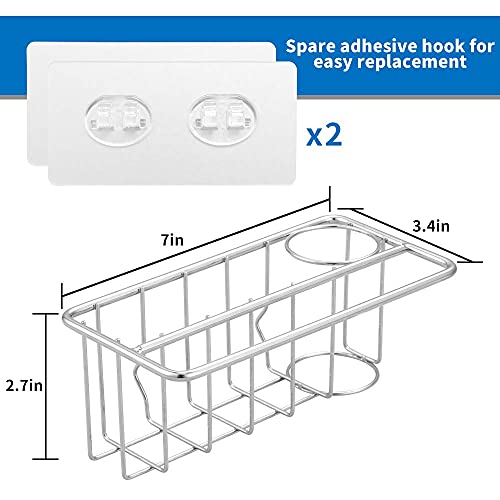 Carwiner Sponge Holder + Brush Holder + Dish Cloth Hanger, 3-in-1 Caddy Organizer Storage for Kitchen, SUS304 No Drilling