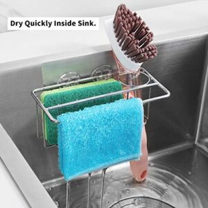 Carwiner Sponge Holder + Brush Holder + Dish Cloth Hanger, 3-in-1 Caddy Organizer Storage for Kitchen, SUS304 No Drilling