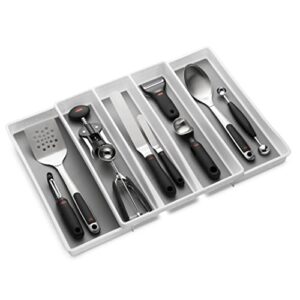 SESENO Expandable Utensil Tray Drawer Organizer, 5 Compartment Adjustable Serving Utensils Holder, Multi-Purpose Storage for Kitchen, Office, Bathroom Supplies