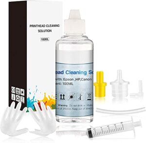 wokok printer cleaning kit | printhead cleaning kit | for inkjet printers hp/brother/epson/canon wf-7710 wf-3640 7620 8600 8610 8620 wf-2750 wf-2650 et-2750 et-2650 c88 liquid printers nozzle（100ml）