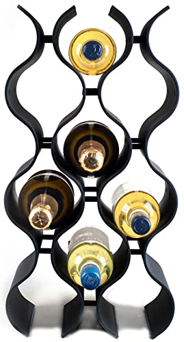 Bariboo Wine Rack. Stackable Countertop Wine Bottle Stand. 12 Bottles Wine Holder Organizer for Table Top, Pantry, Cabinet, Refrigerator. Wine Bar Quality Plastic Lightweight Storage (Black)