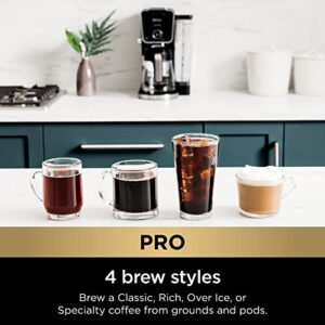 Ninja CFP301 DualBrew Pro System 12-Cup Coffee Maker, Single-Serve for Grounds & K-Cup Pod Compatible, 4 Brew Styles, Frother, 60-oz. Water Reservoir with Separate Hot Water Dispenser & Carafe, Black