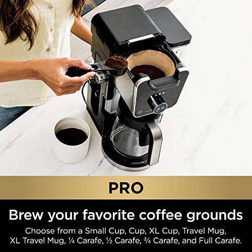 Ninja CFP301 DualBrew Pro System 12-Cup Coffee Maker, Single-Serve for Grounds & K-Cup Pod Compatible, 4 Brew Styles, Frother, 60-oz. Water Reservoir with Separate Hot Water Dispenser & Carafe, Black