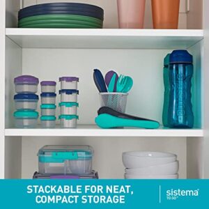 Sistema 4-Piece Salad Dressing and Condiment Containers with Lids for Lunch, Dishwasher Safe, 1.18-Ounce, Multicolor