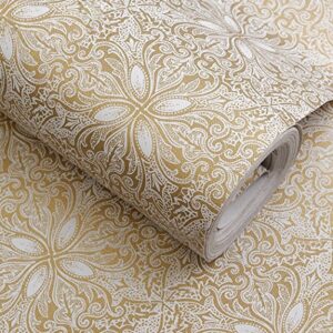 self adhesive vintage gold floral wallpaper shelf liner dresser drawers cabinet sticker 17.7 x 196 inches