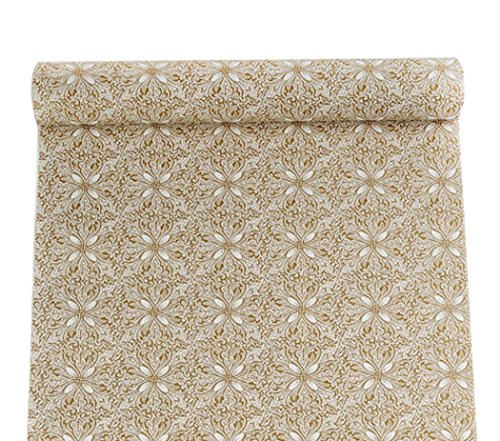 Self Adhesive Vintage Gold Floral Wallpaper Shelf Liner Dresser Drawers Cabinet Sticker 17.7 x 196 Inches