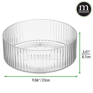 mDesign Fluted Lazy Susan Turntable Plastic Spinner for Kitchen and Bathroom Cabinet, Cupboard, Countertop Organizing, Rotating Organizer for Condiments, Jewelry, Accessories, 9" Round - 2 Pack, Clear