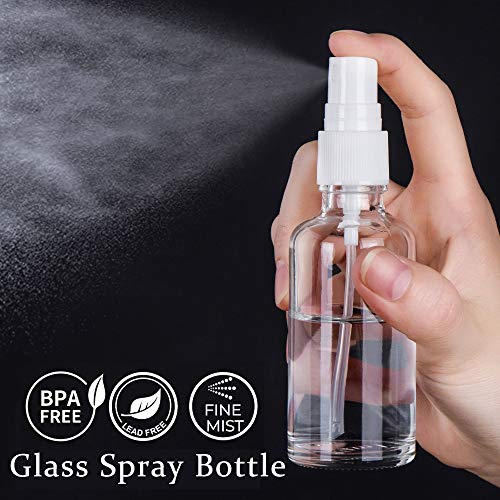 Hydior 2oz Clear Glass Spray Bottles for Essential Oils, Small Spray Bottle with Plastic Sprayer - Set of 3