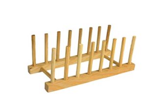 joey’z bamboo dish drying rack – dish organizer rack for cabinet, plates, cups, bowls, pot lids & cutting boards – dish storage and pot lid organizer & holder – kitchen storage organizer