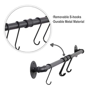 OROPY 39 inch Pot Bar Rack Wall Mounted Detachable Pans Hanging Rail Kitchen Lids Utensils Hanger with 14 S Hooks Black