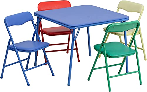 Flash Furniture Kids Colorful 5 Piece Folding Table and Chair Set