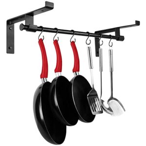 Mildenhall Hanging Pot Rack 3-in-1 Size Options - Wall Mount Cookware Organizer Rack - Sturdy Steel Construction - Farmhouse Style Kitchen Storage For Pots, Pans, Utensils (Board Not Included)