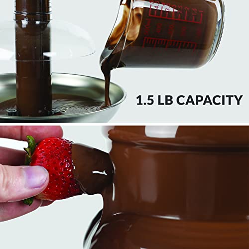 Nostalgia Electric Chocolate Fondue Fountain, 24-Ounce, 3-Tier Set, Fountain Machine for Cheese, Melting Chocolate, Liqueurs, Black