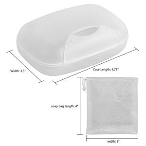 Soap Box Holder, 2-Pack Soap Dish Soap Savers Case Container for Bathroom Camping Gym Vonpri (Clear)