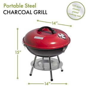 Cuisinart CCG190RB Inch BBQ, 14" x 14" x 15", Portable Charcoal Grill, 14" (Red)