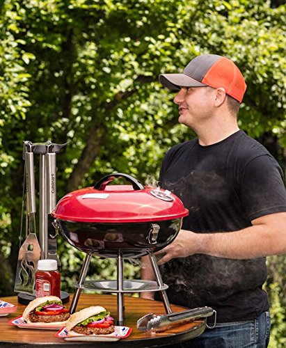 Cuisinart CCG190RB Inch BBQ, 14" x 14" x 15", Portable Charcoal Grill, 14" (Red)