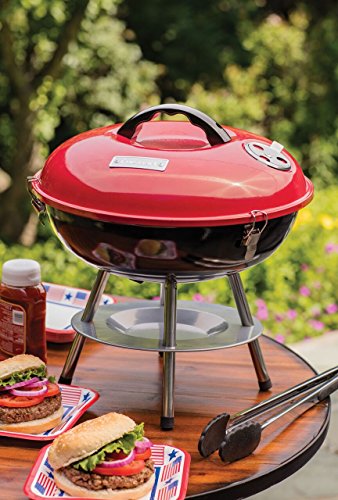 Cuisinart CCG190RB Inch BBQ, 14" x 14" x 15", Portable Charcoal Grill, 14" (Red)