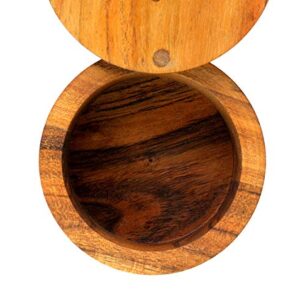 Kaizen Casa Acacia Wood Salt or Spice Box with Swivel Cover perfect for keeping table salt, gourmet salts, herbs or favorite seasonings, close at hand on your countertop.