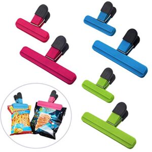 large chip clips food clips bag sealing clips with good grips plastic heavy duty air tight seal grip assorted colors for coffee potato and food bags (6 pcs)