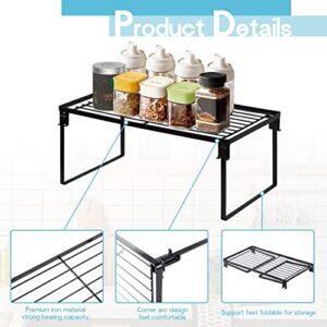 JOPBENG Stackable Metal Kitchen Storage Shelves, Cabinet Storage Shelf Rack, Cabinet Shelves and Paper Towel Holder for Pantry Shelf Bathroom Cupboard Organizers and Storage