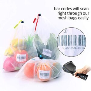 Mipruct 24 pack Reusable Produce Bags,Reusable produce bags for grocery,mesh bags See-Through and Washable Grogery Bags with 3 Sizes useful for storage fruits,vegetables,toys……