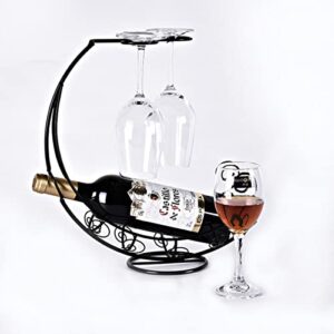 Hongiuia Wine Glass Holder - Tabletop Metal Wine Bottle Holder Vertical Wine Glass Display Holder, Dining Table Offers Wine Glasses as Gift Decoration, Corsair - Black