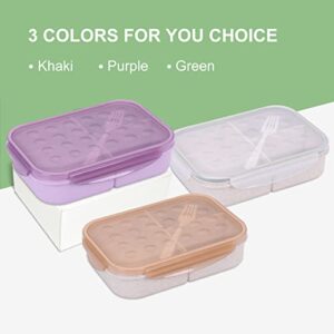 ASYH Bento Box, Classic 3 Compartment Lunch Box for Adults, Ideal Leakproof Lunch Containers with Utensils, Microwave and Dishwasher Safe Food Containers (Purple-1150ML)