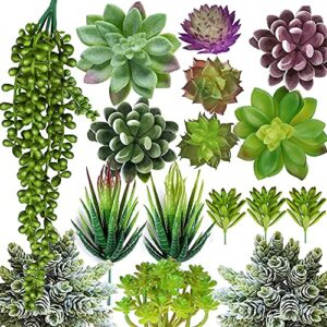 anoak artificial succulent plants – 16 pcs set faux succulents unpotted fake succulent plants, premium crafting diy floral decor for home garden office party (high realistic )