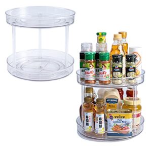 2 pack lazy susan organizer, lazy susan turntable for cabinet, plasticturntable organizer rotating spice rack – for kitchen, pantry, bathroom, fridge,table, countertop