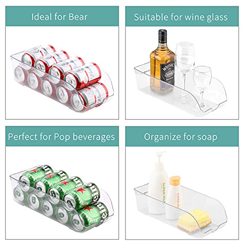 AOUDINEYZ Set of 2 Refrigerator Organizer Bins-Clear Plastic Soda Can Dispenser Beverage Holder for Fridge, Freezer, Kitchen, Countertops, Cabinets with a Portable Custom-made Insulation Cooler Bag