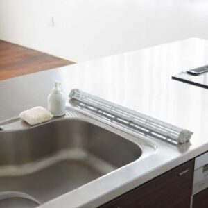 YAMAZAKI Dish Home Folding Sink Rack | Steel | Large | Drainer Tray, White