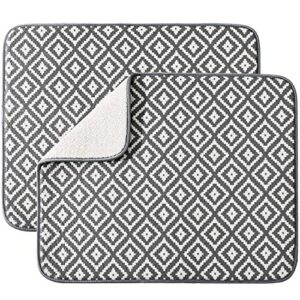 dish drying mat for kitchen 2 pack, ultra absorbent microfiber dishes drainer mats by subekyu,19.2 by 15.8 inch(rhombus)