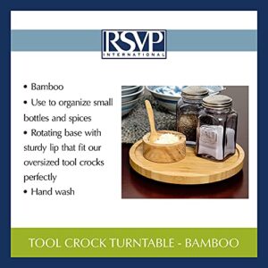 RSVP International Tool Crock Turntable Lazy Susan, Bamboo, 8.25" | Handy in Cabinets or on Counters | Rotating Base with Sturdy Lip | Organize Spices & Small Bottles