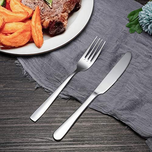 16 Piece Dinner Forks Set,Top Food Grade Extra-Fine Stainless Steel Forks with Squared Handle,Forks Silverware,Metal Forks for Home Kitchen Restaurant Hotel,8 Inches,Mirror Finish & Dishwasher Safe