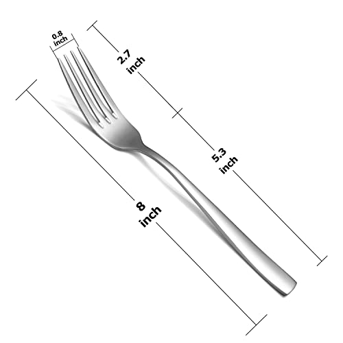 16 Piece Dinner Forks Set,Top Food Grade Extra-Fine Stainless Steel Forks with Squared Handle,Forks Silverware,Metal Forks for Home Kitchen Restaurant Hotel,8 Inches,Mirror Finish & Dishwasher Safe