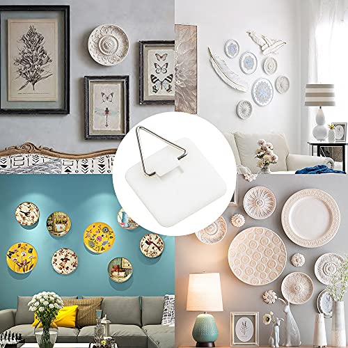 40 Pieces Invisible Adhesive Plate Hanger Vertical Plate Holders for The Wall Hooks Decorative Plates Wall Holders for Display 1.25 Inch