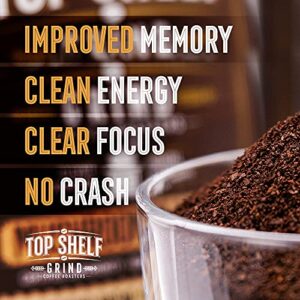 Mushroom Coffee – Ground Dark Roast Organic Lions Mane Coffee for Super Human Focus, Memory & Concentration – High Caffeine Arabica Brain Booster – Strong Nootropic Energy for Peak Performance