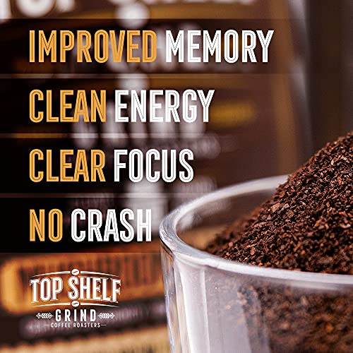 Mushroom Coffee – Ground Dark Roast Organic Lions Mane Coffee for Super Human Focus, Memory & Concentration – High Caffeine Arabica Brain Booster – Strong Nootropic Energy for Peak Performance