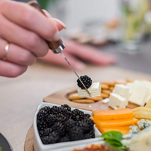 Cheese Board Set - Charcuterie Board Set and Cheese Serving Platter - Made from Acacia Wood - US Patented 13 inch Cheese Cutting Board and Knife Set for Entertaining and Serving - 4 Knives and 4 Bowls