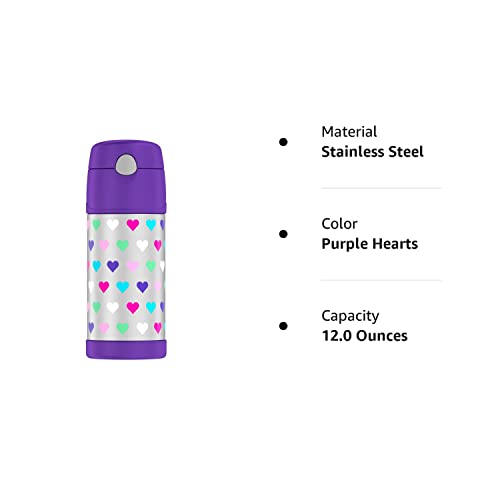 Thermos Funtainer 12 Ounce Bottle, Purple Hearts