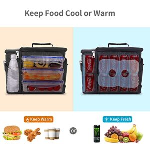 Lunch Box for Men,Women, Insulated Lunch Bag Set, Includes 3 Reusable Meal Prep Containers + 2 Ice Pack, Leakproof Thermal Lunch Box with Detachable Shoulder Strap for Office Work, Camping, School