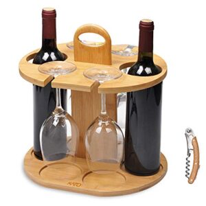 tirrinia small wine rack, wine racks countertop with glass holder, bottle shaped shelf wine and wine glass holder, perfect for home decor & kitchen wine storage rack, best gift for wine lover