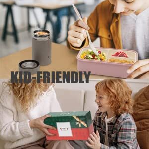 Mr.Dakai Bento Box for Kids Adults Lunch Box Containers & Leak-proof Insulated Hot Thermoses Food Jar Soup Container - BPA-Free Salad Snack Boxes with Spoon Fork/Bag, Microwave Safe, Khaki