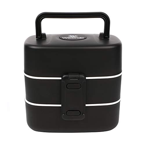 Wagindd Bento Box - Leak-Proof Stacking Lunch Boxes with 4 Compartments - BPA-Free, Dishwasher & Microwave Safe Toddler & Adult Lunchbox, Lunch Containers For Kids And Adults (Black Handle)