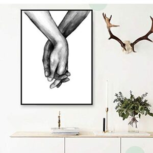 Kiddale Love and Hand in Hand Wall Art Canvas Print Poster,Simple Fashion Black and White Sketch Art Line Drawing Decor for Home Living Room Bedroom Office(Set of 3 Unframed, 16x20 inches)