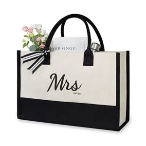 topdesign future mrs bride canvas tote bag, bride gifts bridal shower, bachelorette party, engagement wedding gifts, miss to mrs, bride to be gifts