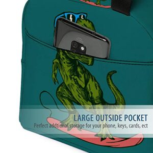 YCGRE Dinosaur Lunch Bag, Reusable Cute Lunch Box Insulated Kids Cooler Tote Bag Multi-functional School Lunch Container for Teen Boys Girls (Dark Cyan)