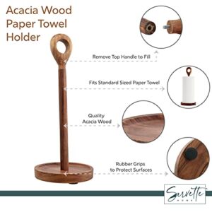 Acacia Wood Paper Towel Holder with Base