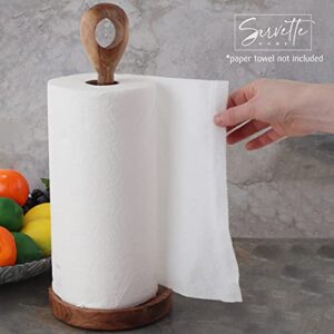 Acacia Wood Paper Towel Holder with Base